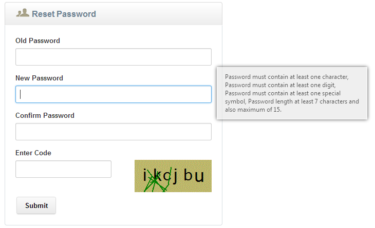 Enter your old password and new password and click on Submit